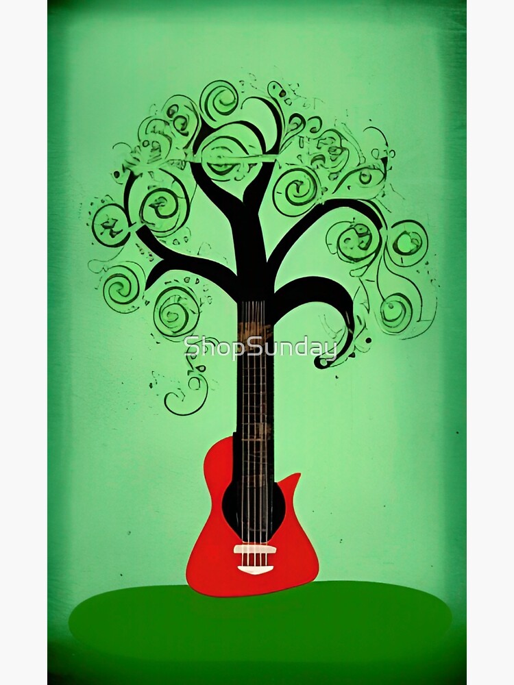 "Acoustic Guitar Tree Of Life Guitar Player Nature Guitarist" Sticker ...