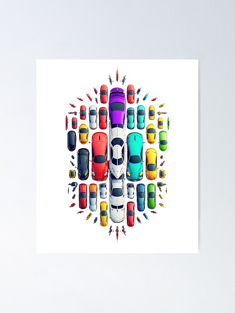 " Cars Aligned On A Grid" Poster for Sale by Siriyawathi | Redbubble