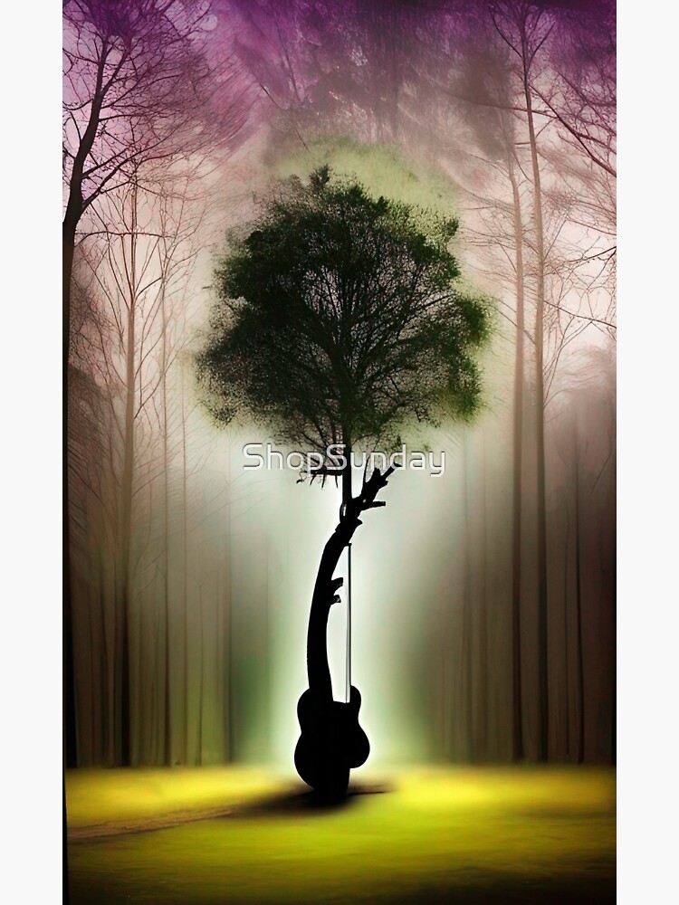 "Acoustic Guitar Tree Of Life Guitar Player Nature Guitarist" Sticker ...