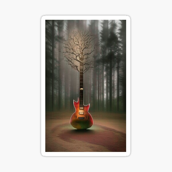 "Acoustic Guitar Tree Of Life Guitar Player Nature Guitarist" Sticker ...