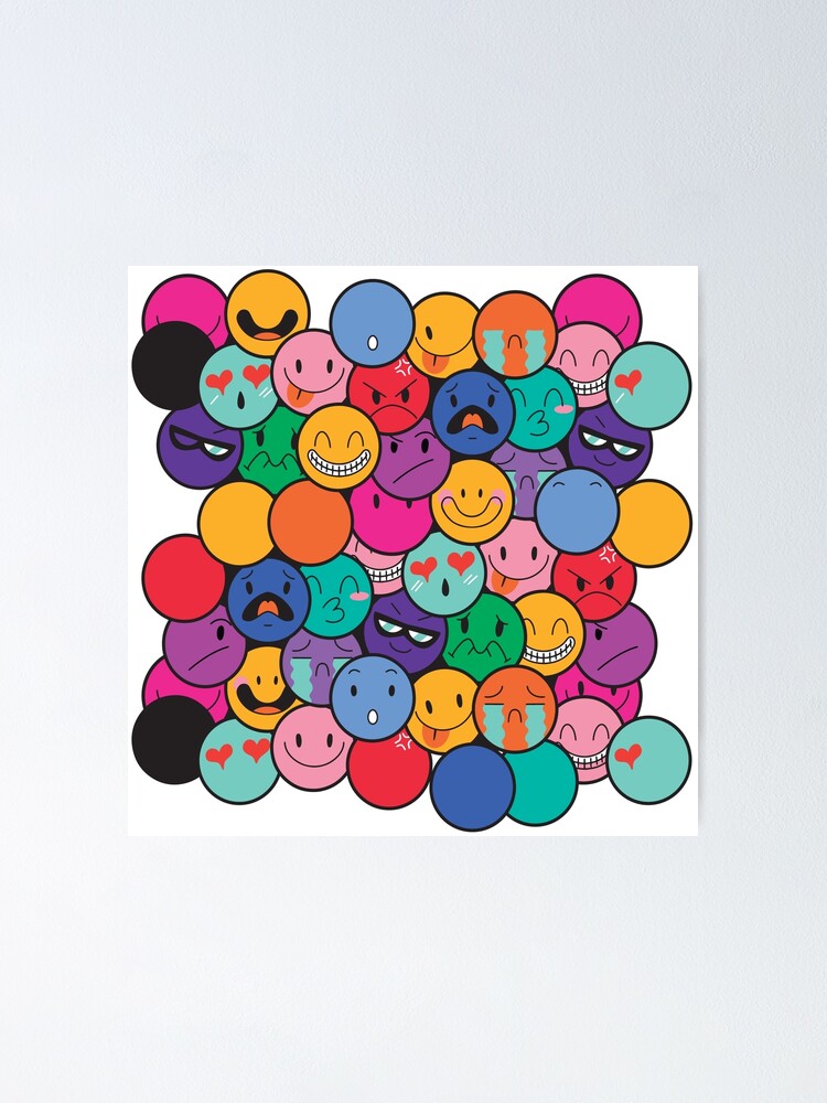 "Cute Emoji Faces | Happy Face | Angy Face - C1" Poster for Sale by Art ...