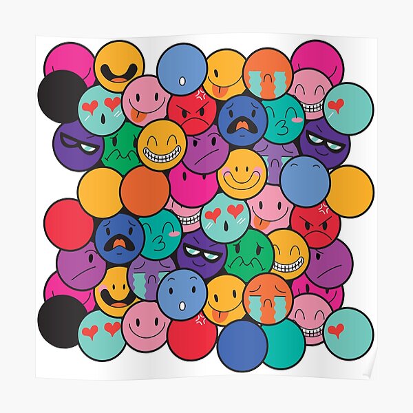 "Cute Emoji Faces | Happy Face | Angy Face - C1" Poster for Sale by Art ...