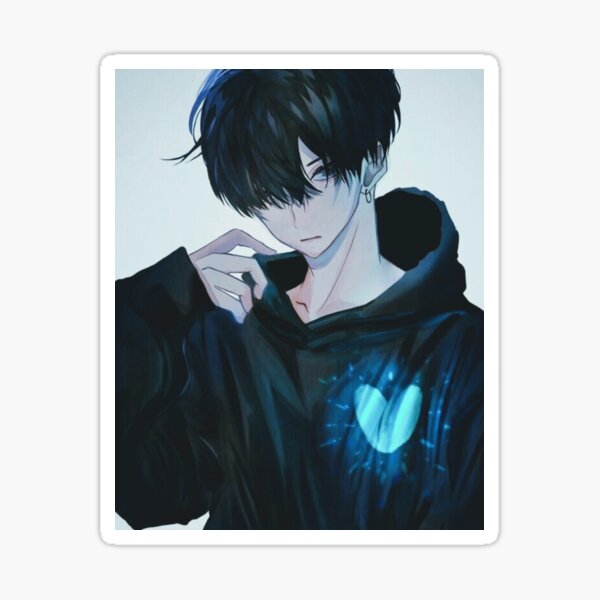 "Heart anime boy" Sticker for Sale by Artmoods1 | Redbubble