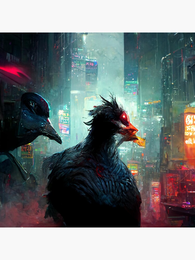 "cyberpunk chicken" Sticker for Sale by acexzerro | Redbubble