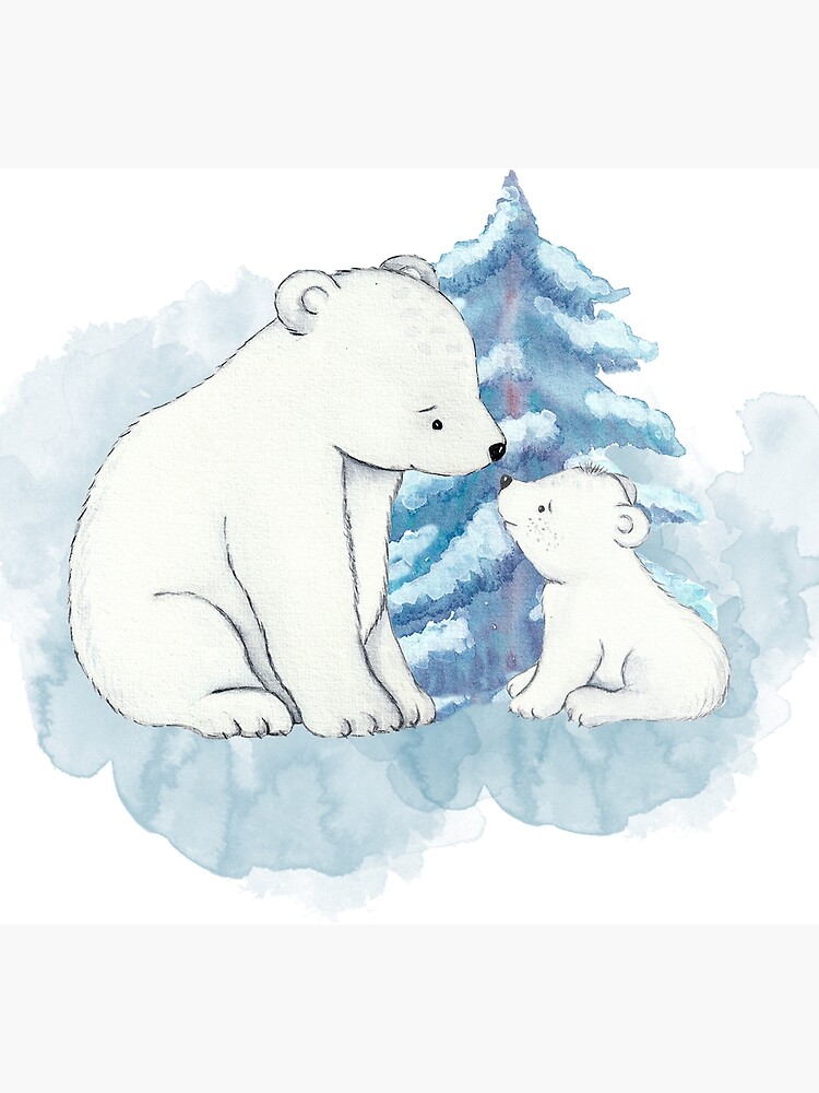 "Polar bear mom and baby" Poster for Sale by cutefairyland | Redbubble