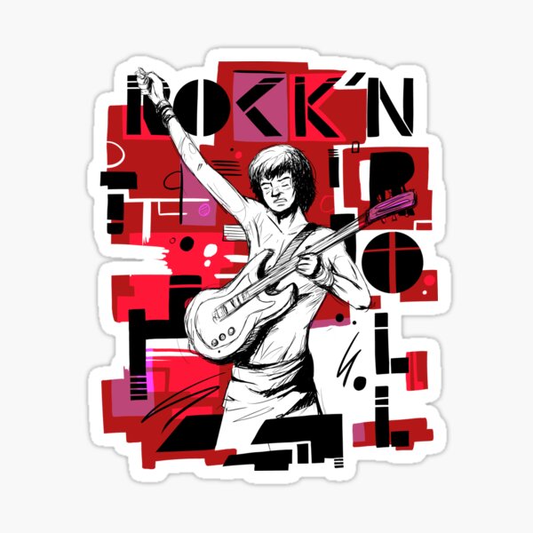 "Rock and Roll musician , guitarist playing electric guitar draw design ...
