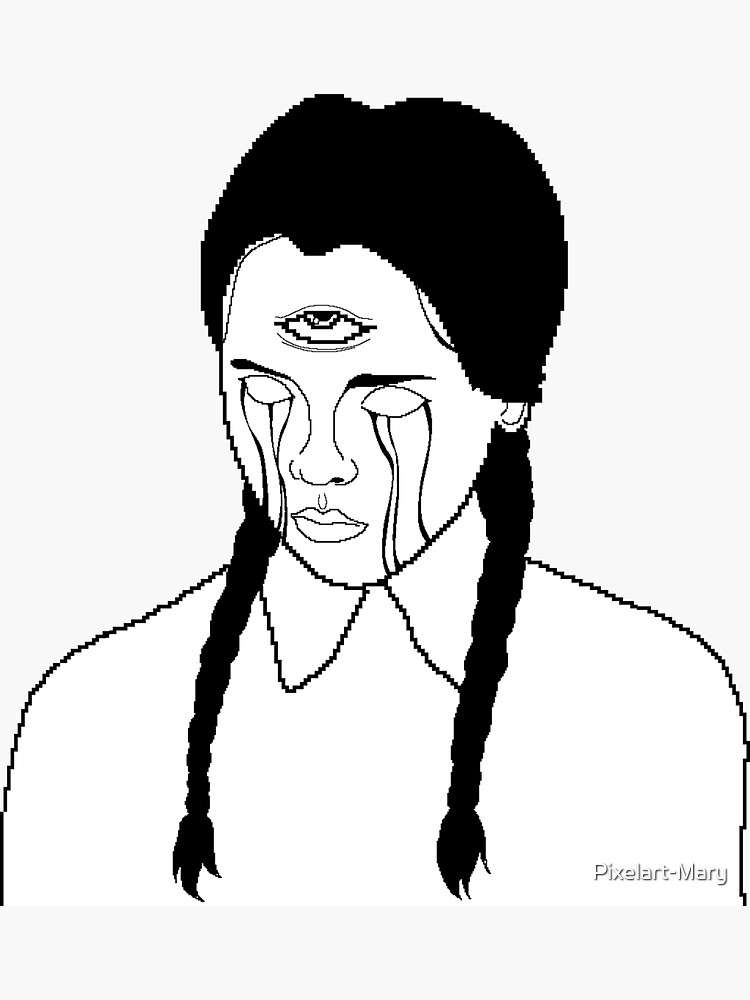 "wednesday - pixel art" Sticker for Sale by Pixelart-Mary | Redbubble