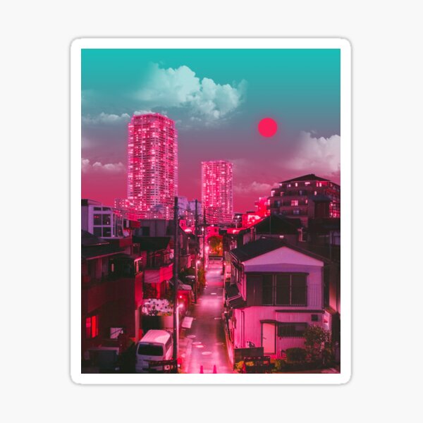 "Japanese City" Sticker for Sale by Pedro-orange | Redbubble