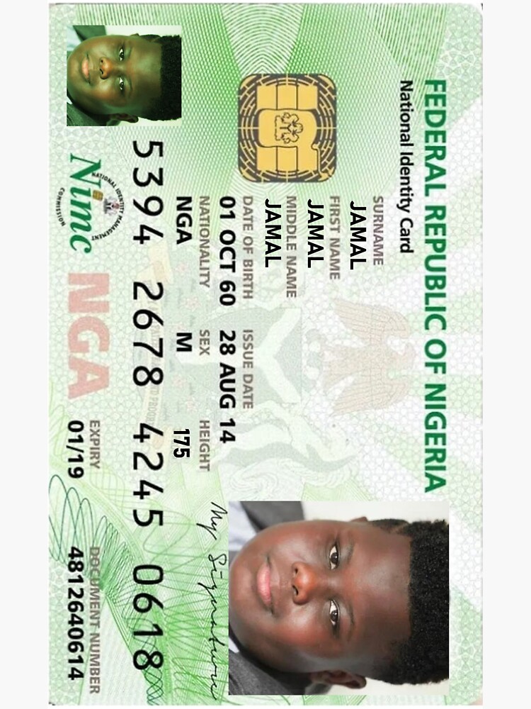 "Jamal CARD ID" Sticker for Sale by JacobBasta | Redbubble