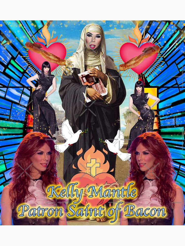 "Kelly Mantle Patron Saint of Bacon" Sticker for Sale by Lizzclemence ...