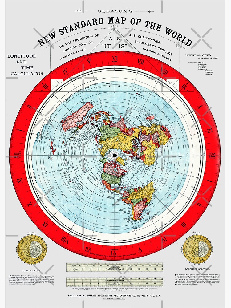 "Flat Earth Map - Alex Gleason 1892" Sticker for Sale by MtWoodsonSales ...