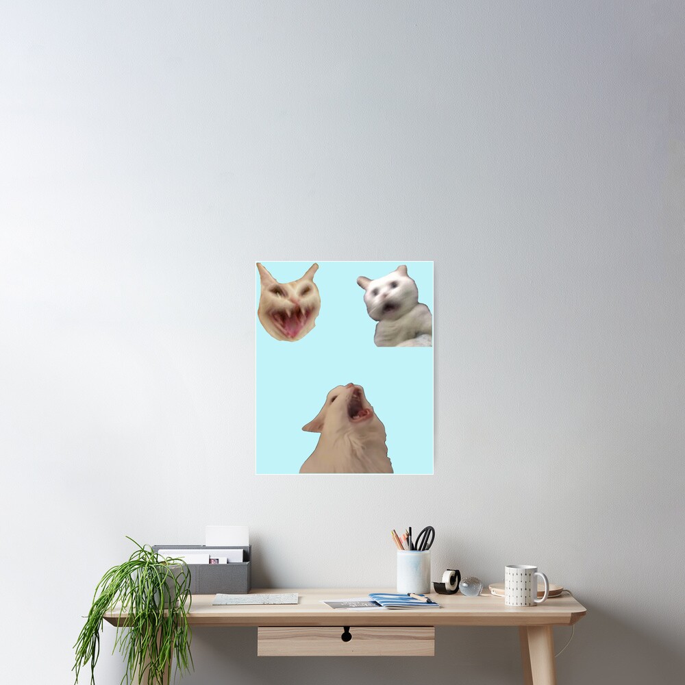 "White Cat Screaming Meme pack set" Poster for Sale by redakhatib ...