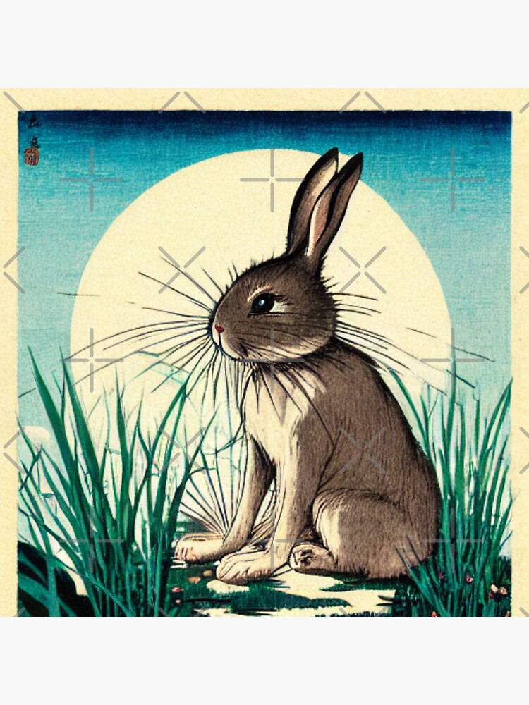 "Vintage Grey and White Spot Bunny Rabbit Drawing with Cute Eyes ...