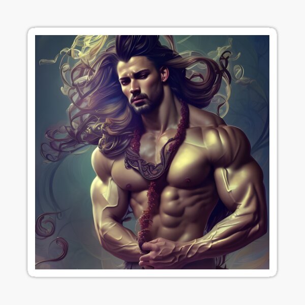 "Floral Hunk With Beautiful Long Hair" Sticker for Sale by withdiamonds ...