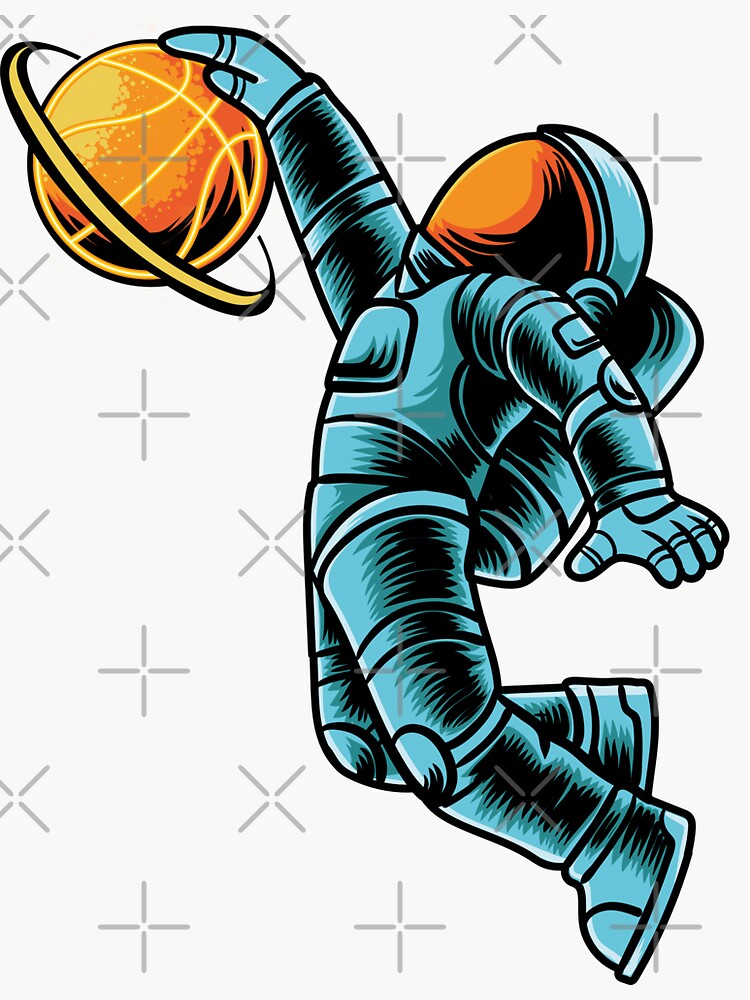 "Space Dunk, Astronaut Basketball Player" Sticker for Sale by doodlyfy ...