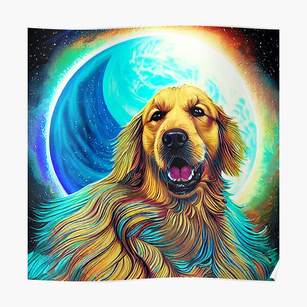 "enthusiast golden retriever unique golden retriever digital art" Poster for Sale by ValleyDream ...