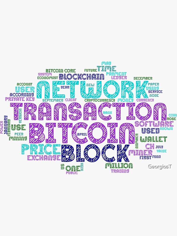"Bitcoin Crypto World Words" Sticker for Sale by GeorgiosT | Redbubble