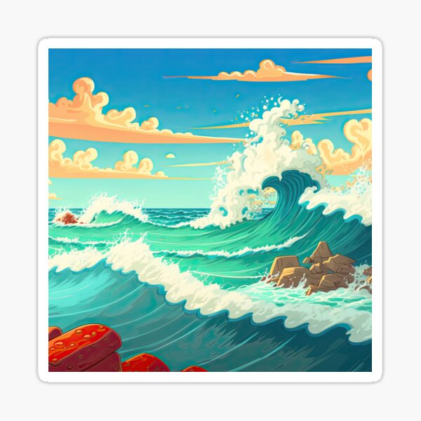 "Tidal Wave at Beach | Beautiful Sea" Sticker for Sale by DegenLab ...