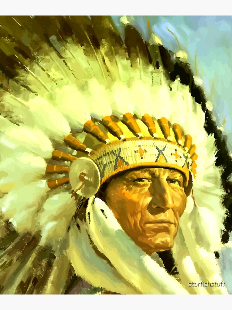 "FIRST NATIONS chief GREETING CARD" Sticker for Sale by starfishstuff ...