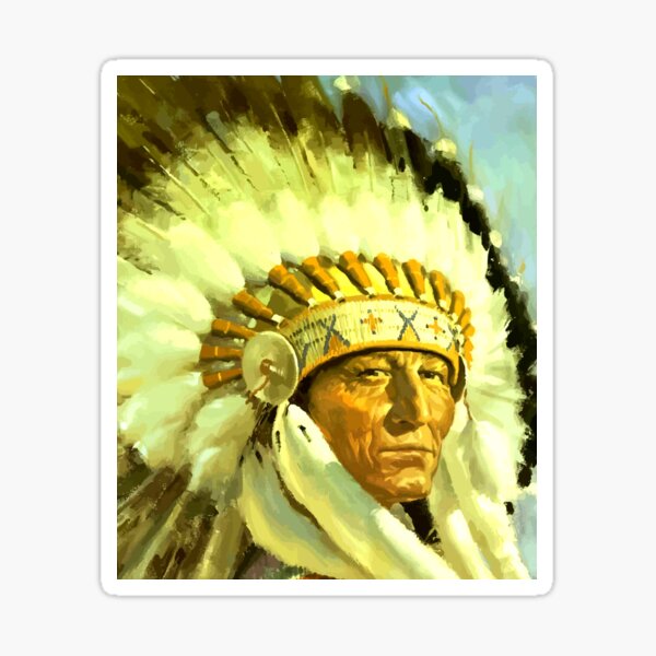 "FIRST NATIONS chief GREETING CARD" Sticker for Sale by starfishstuff ...