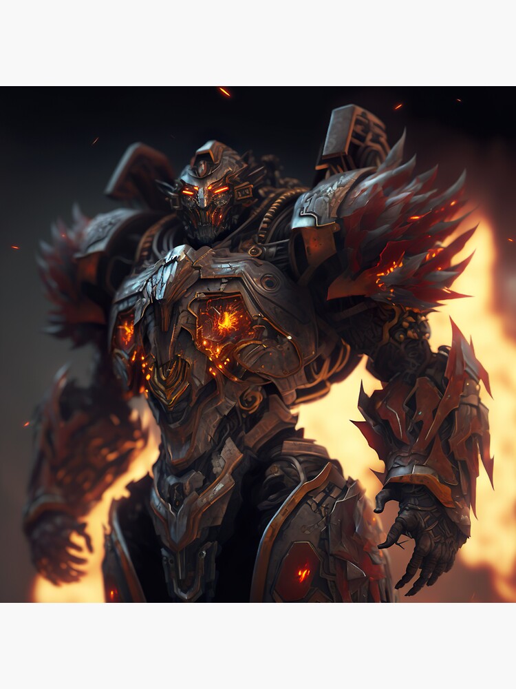 "Mech God of Fire" Sticker for Sale by GenGallery | Redbubble