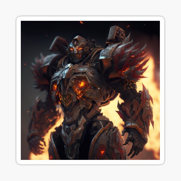 "Mech God of Fire" Sticker for Sale by GenGallery | Redbubble
