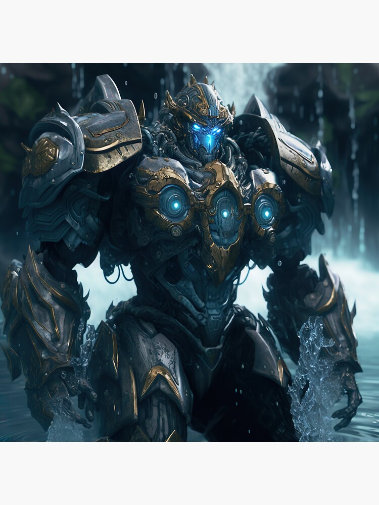 "Mech God of Water" Sticker for Sale by GenGallery | Redbubble