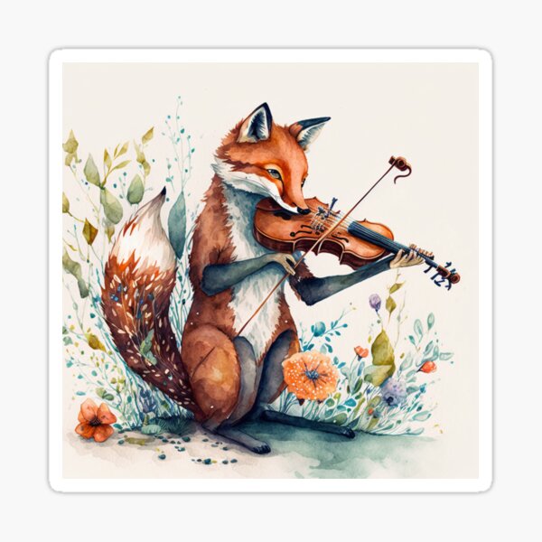 "Violin playing Mr. Fox" Sticker for Sale by BexStix | Redbubble