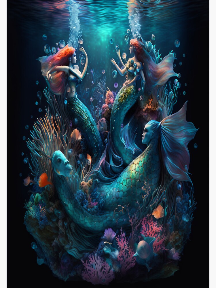 "Bella AMG - Underwater World With Mermaids (Edition #3)" Sticker for ...