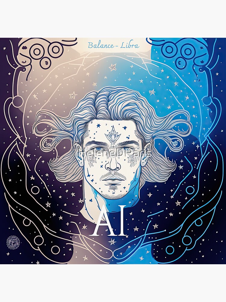 "Libra man art deco zodiac sign" Sticker for Sale by HeleneDParis ...