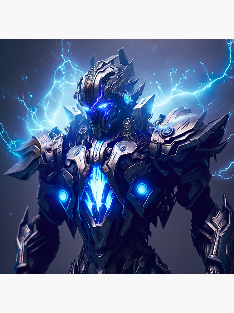 "Mech God of Lightning" Sticker for Sale by GenGallery | Redbubble