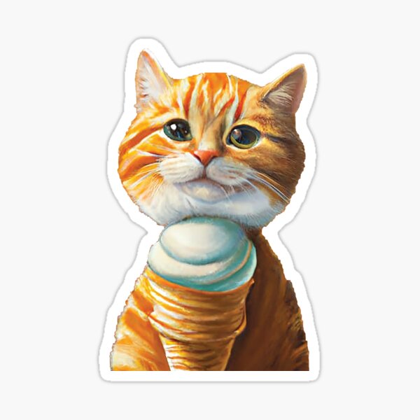 "Orange Tabby Cat Ice Cream" Sticker for Sale by Lilyashelf | Redbubble
