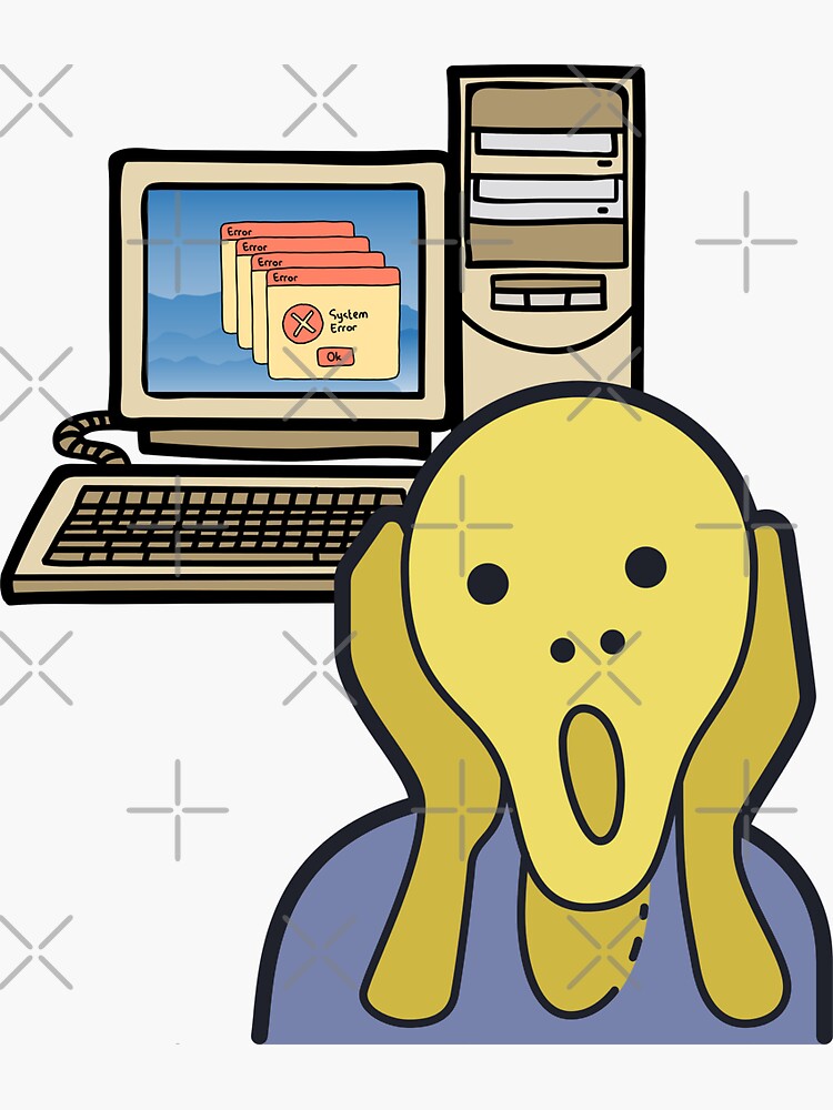 "Computer error scream" Sticker for Sale by DesignedBySeb | Redbubble