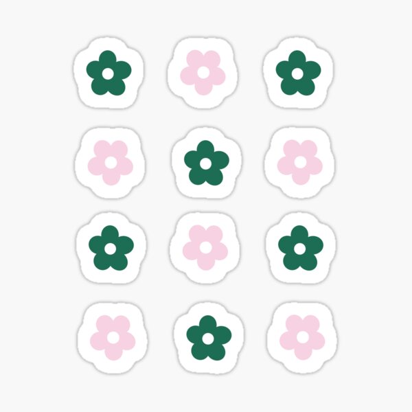 "Pink and Green flowers" Sticker for Sale by HUChiOmegaPi | Redbubble