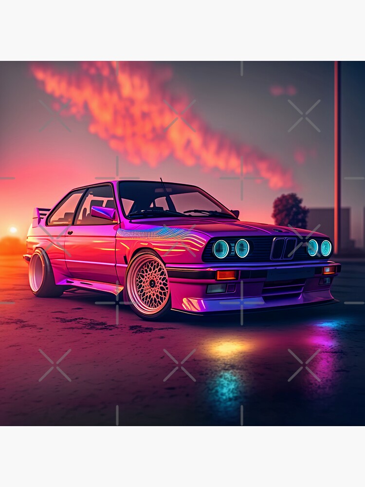 "Retrowave Synthwave Sport Car E30" Sticker for Sale by TortoPlus ...