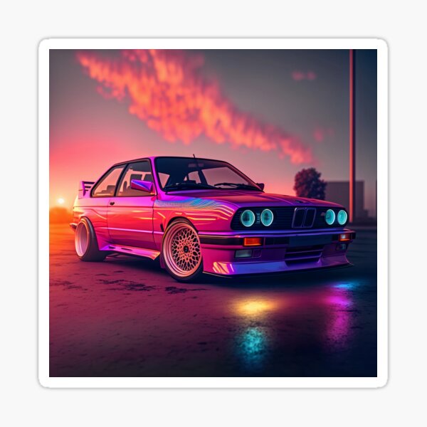 "Retrowave Synthwave Sport Car E30" Sticker for Sale by TortoPlus ...