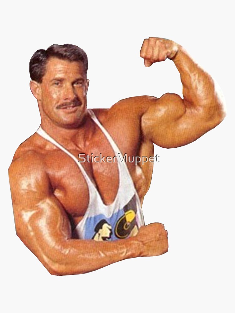 "80's Muscle Man" Sticker for Sale by StickerMuppet | Redbubble