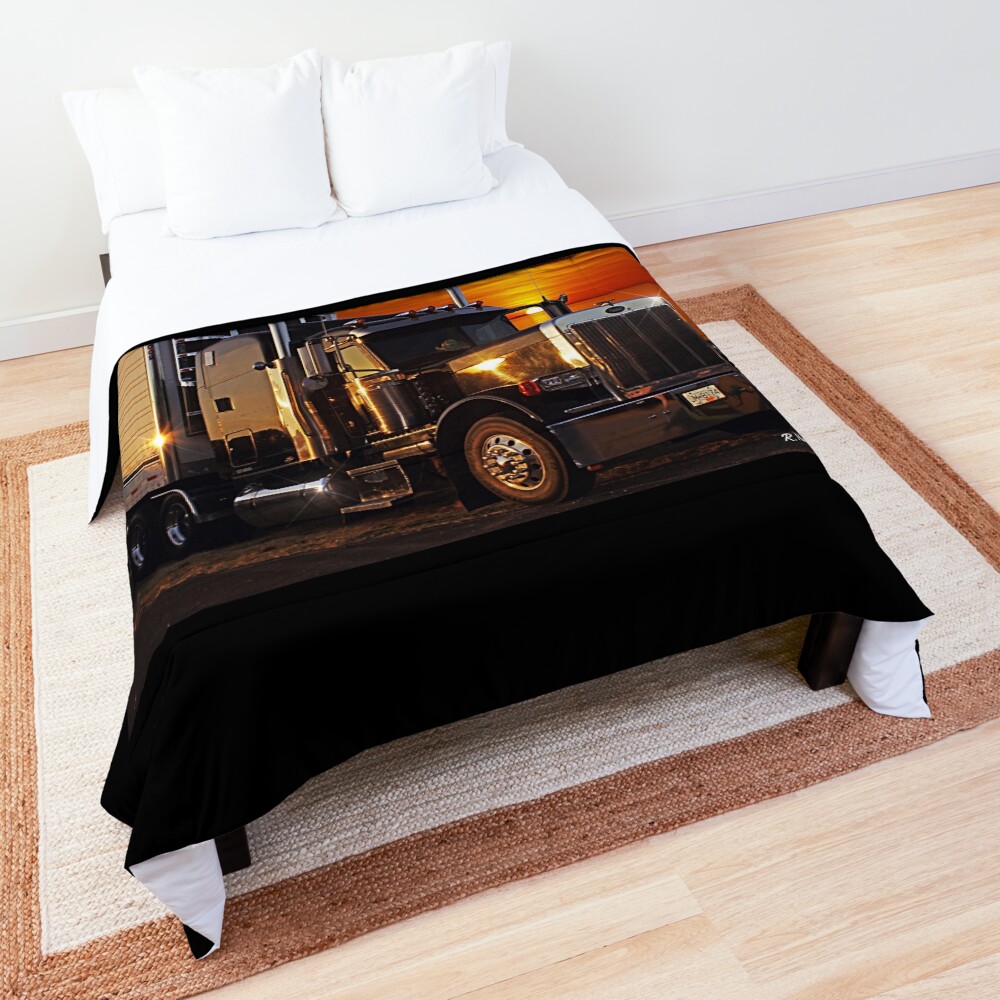 "Sunset Peterbilt and Trailer" Comforter for Sale by rharrisphotos ...