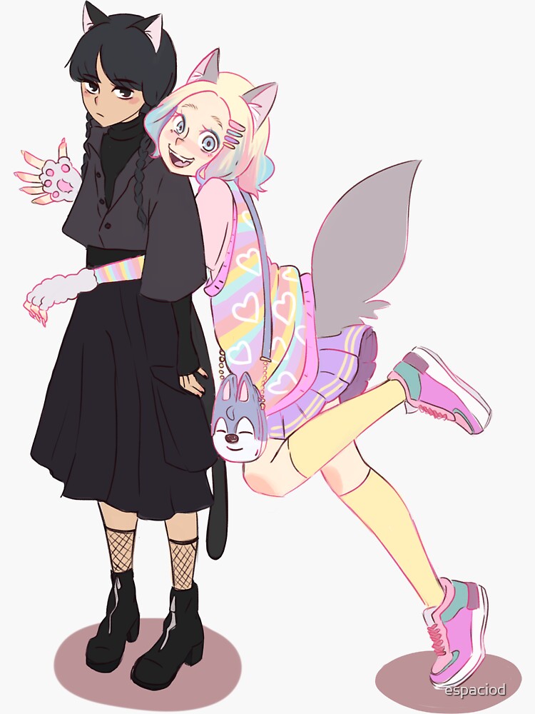 "Wednesday and Enid - Fanart" Sticker for Sale by espaciod | Redbubble