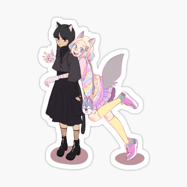 "Wednesday and Enid - Fanart" Sticker for Sale by espaciod | Redbubble