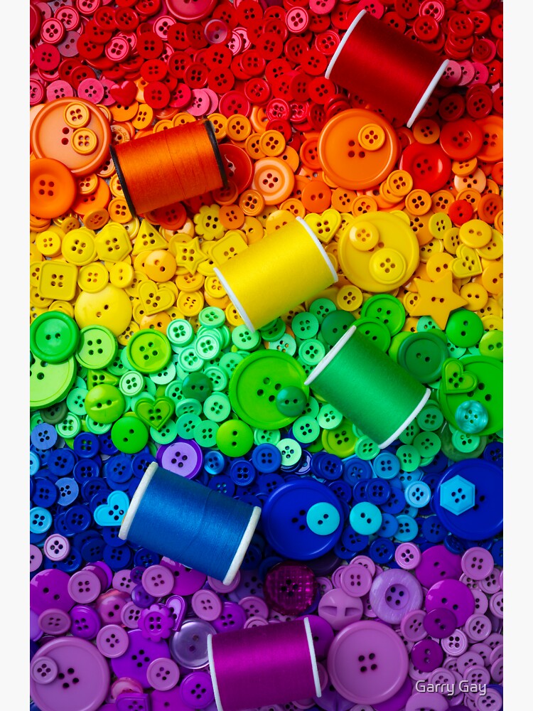 "Rainbow Buttons And Spools Of Thread" Sticker for Sale by photogarry | Redbubble
