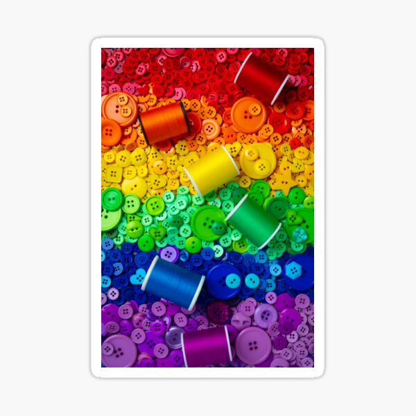 "Rainbow Buttons And Spools Of Thread" Sticker for Sale by photogarry ...