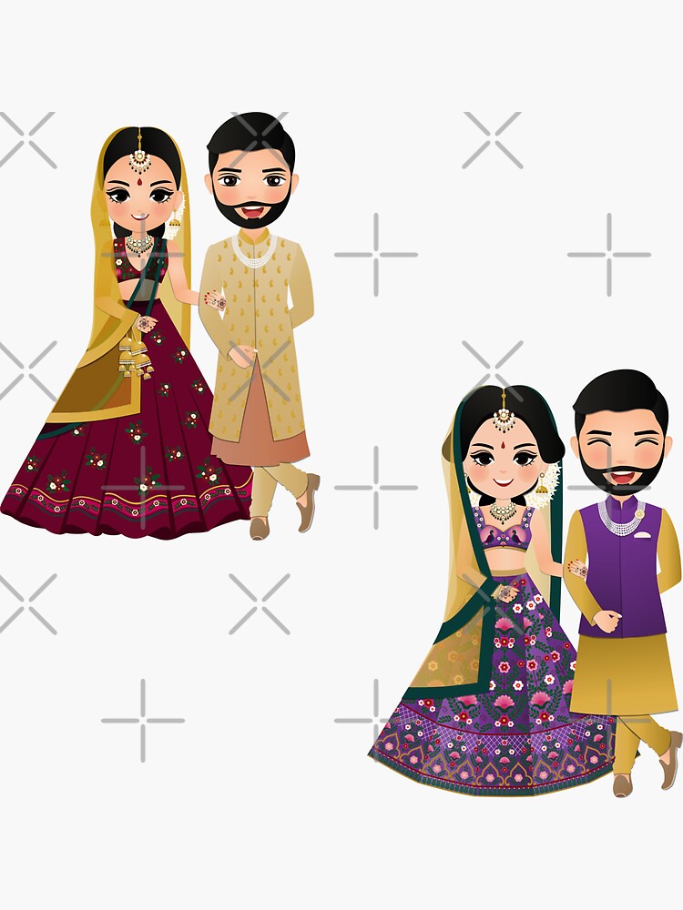 "Sweet Indian Wedding Couple" Sticker by Sticker-Palace- | Redbubble
