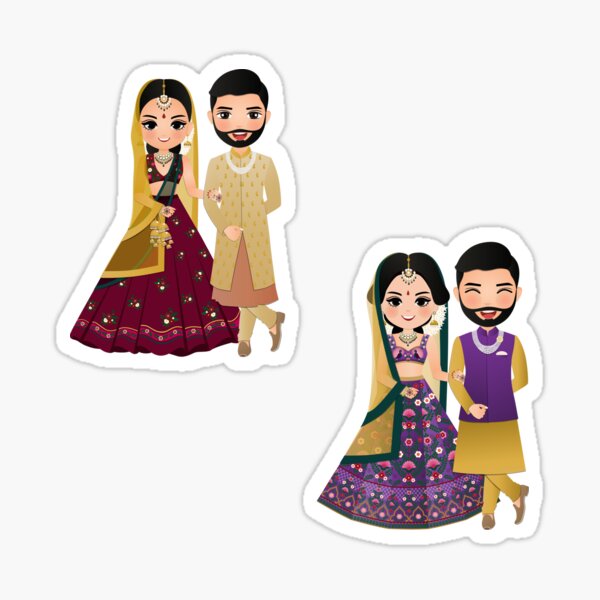 "Sweet Indian Wedding Couple" Sticker by Sticker-Palace- | Redbubble