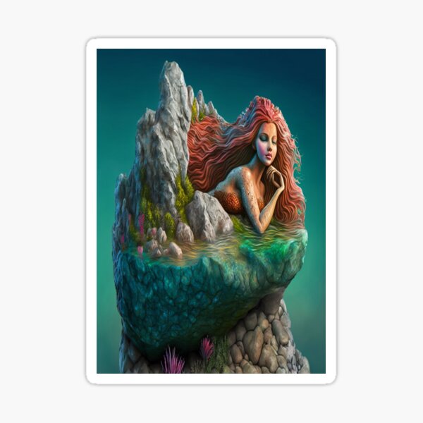 "Bella AMG - Realistic Mermaids on a rock (Edition #2)" Sticker for ...
