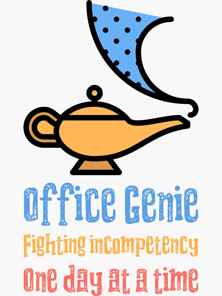 "Office Genie" Sticker for Sale by StrugglebusApp | Redbubble