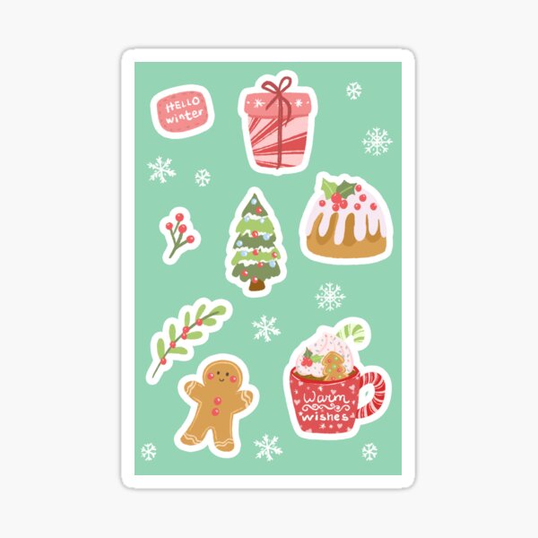 "Cute aesthetic christmas pack" Sticker for Sale by pinkyfish1010 ...