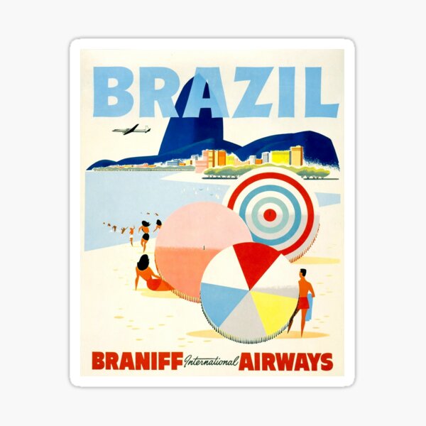 "Vintage Brazil Travel Poster" Sticker for Sale by AllVintageArt ...