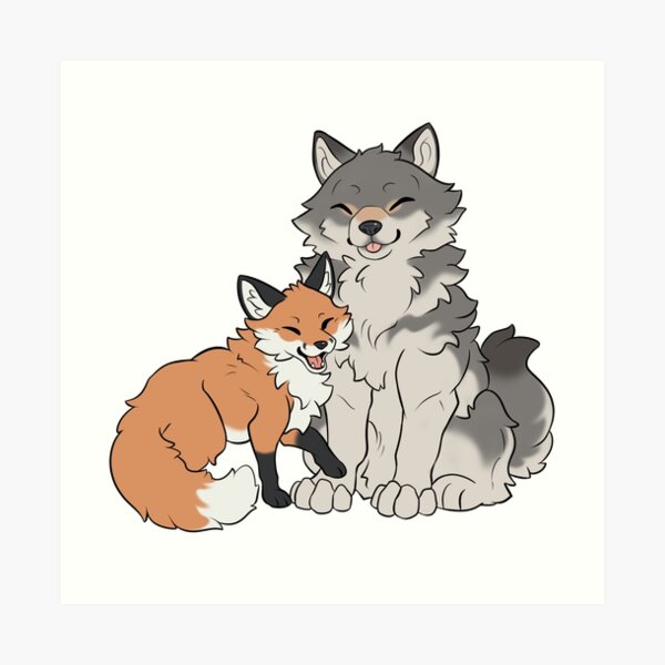 "Cuddling Fox and Wolf" Art Print for Sale by SleepingFoxArt | Redbubble