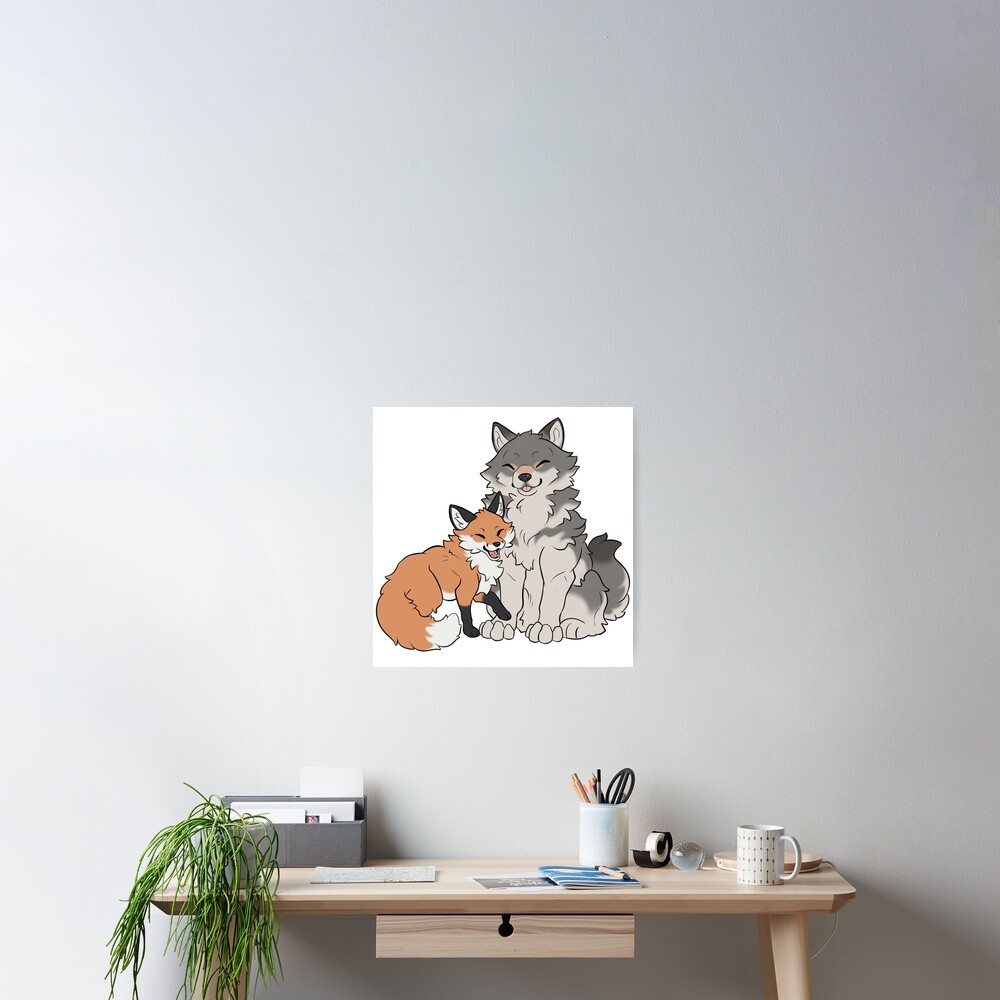 "Cuddling Fox and Wolf" Art Print for Sale by SleepingFoxArt | Redbubble
